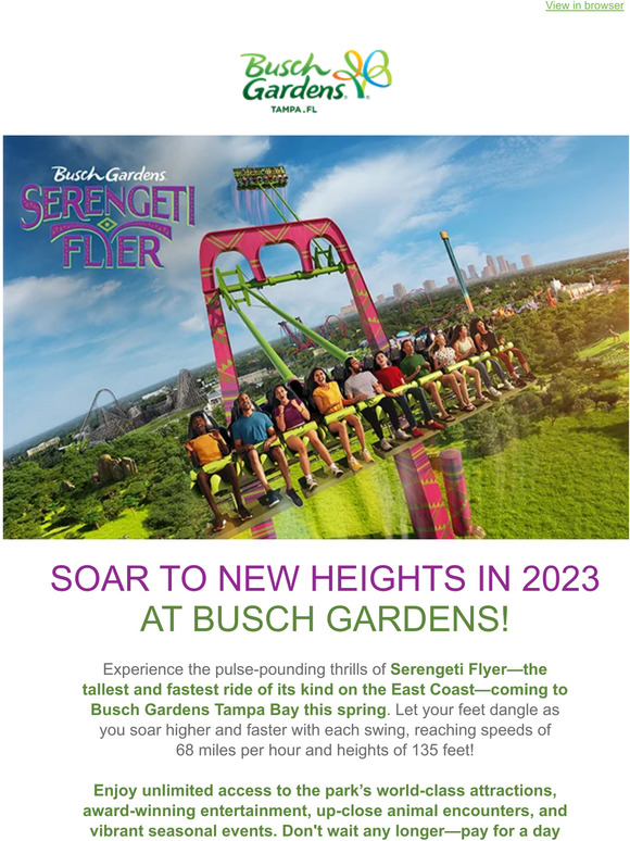 SeaWorld Parks: 🤩 New Ride Coming Spring 2023: Serengeti Flyer | Milled