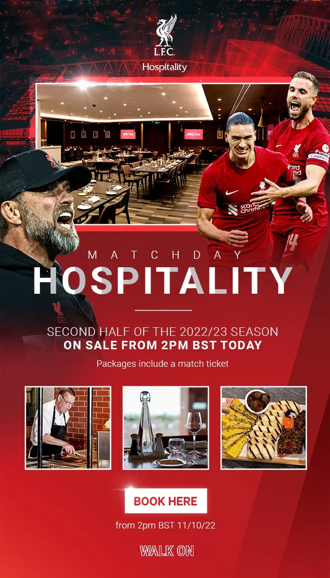 Liverpool FC: Matchday Hospitality – remaining games on sale from 2pm ...