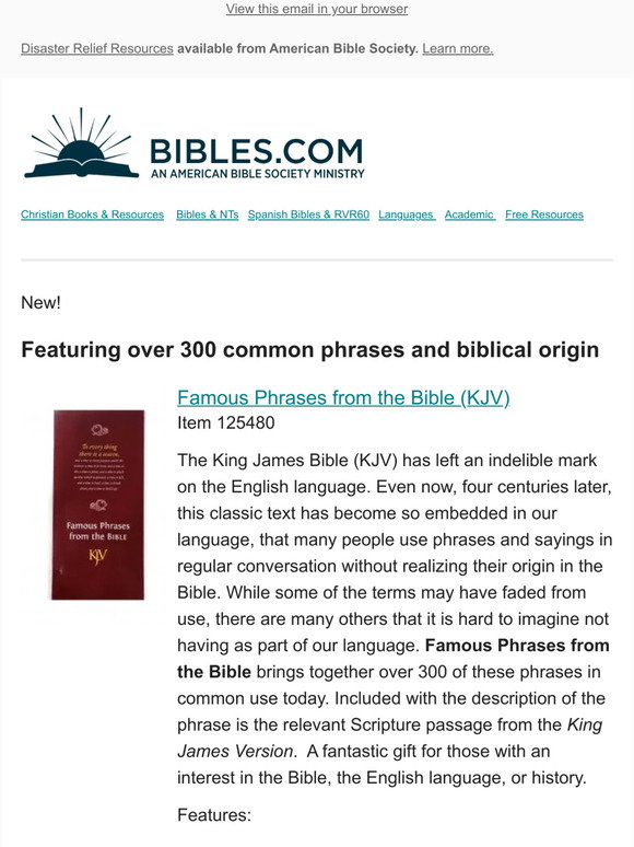 Bibles: New! Famous Phrases from the Bible (KJV) featuring over 300 ...