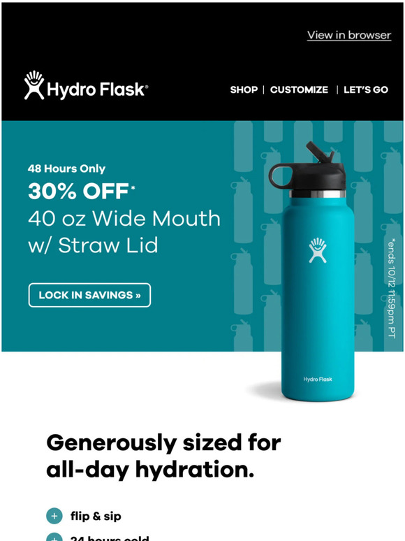 Hydro Flask: 48 hrs only: 30% off 40 oz bottles | Milled
