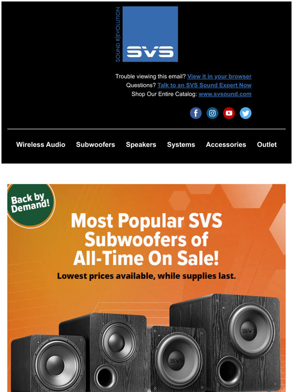 SVS: Most Popular SVS Subwoofers on Sale for Limited Time! | Milled