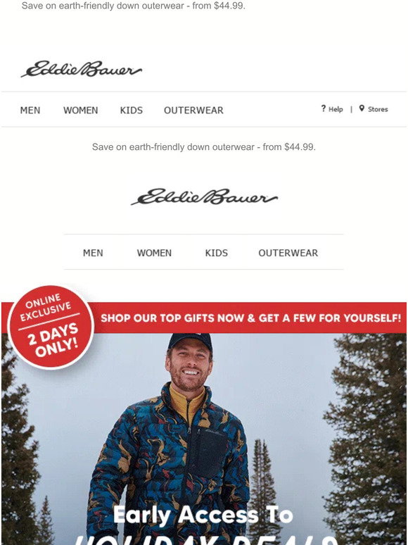 Eddie Bauer: 🎁 2 DAYS ONLY 🎁 Shop Exclusive Pre-Holiday Deals! | Milled