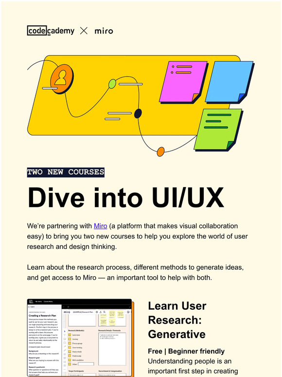 Codecademy: NEW: Codecademy x Miro courses | Milled