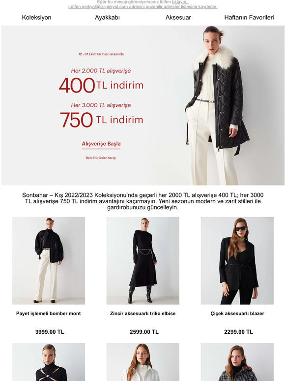 Ipekyol | CPS: Her 2000 TL alışverişe 400 TL; her 3000 TL alışverişe ...