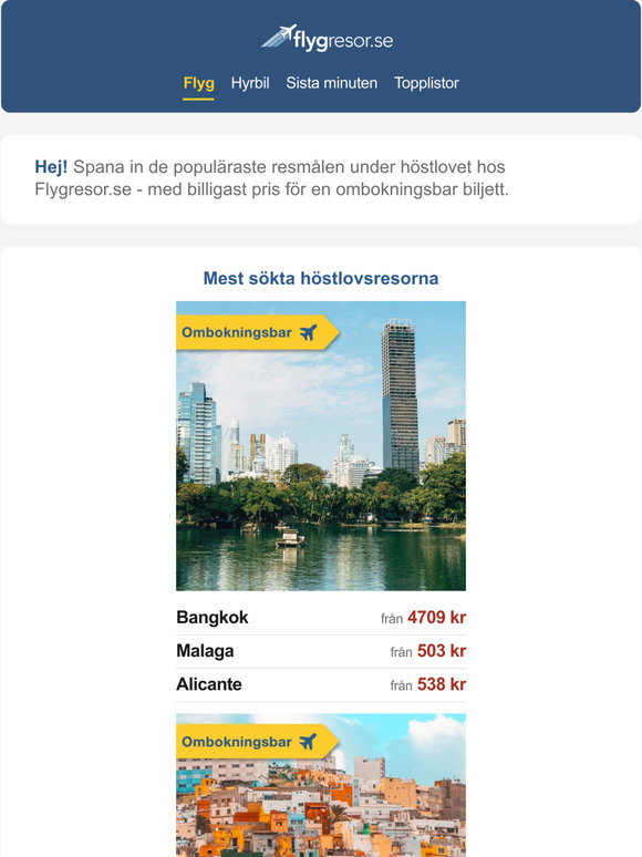 Flygresor: ️ Mest sökta höstlovsresorna | Milled