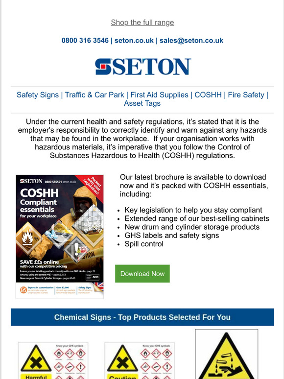 Seton: Oh my COSHH! Here is the correct link for your download | Milled