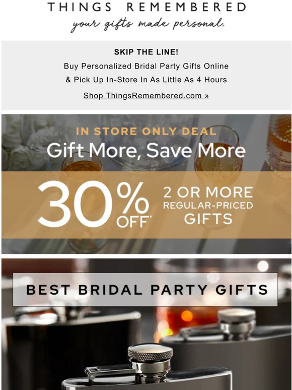 Things Remembered: 30% Off 2+ Gifts | Limited Time In-Store Sale! | Milled