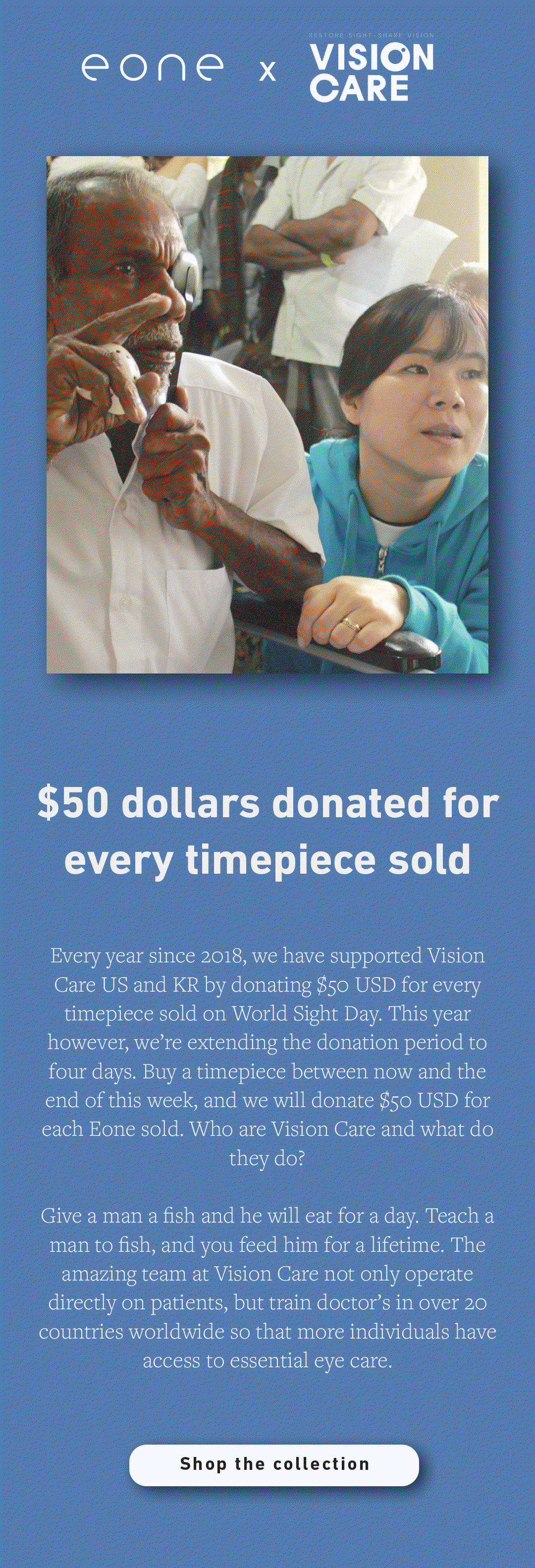 Eone: Eone: $50 dollars donated for every timepiece sold | Milled