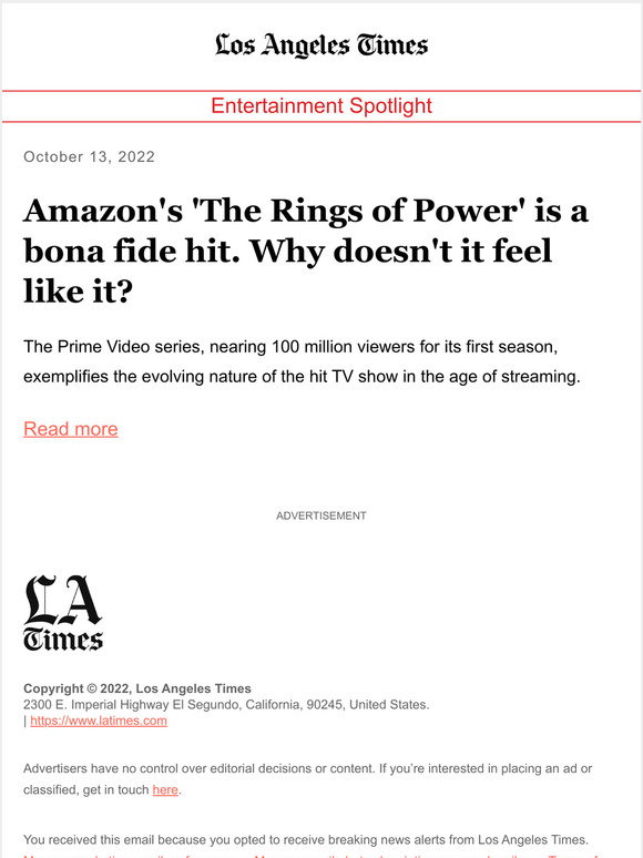 Los Angeles Times: Why doesn't 'The Rings of Power' feel like a hit ...