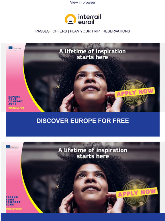 Interrail: DiscoverEU is back! 🚂 Apply for new travel opportunities now ...