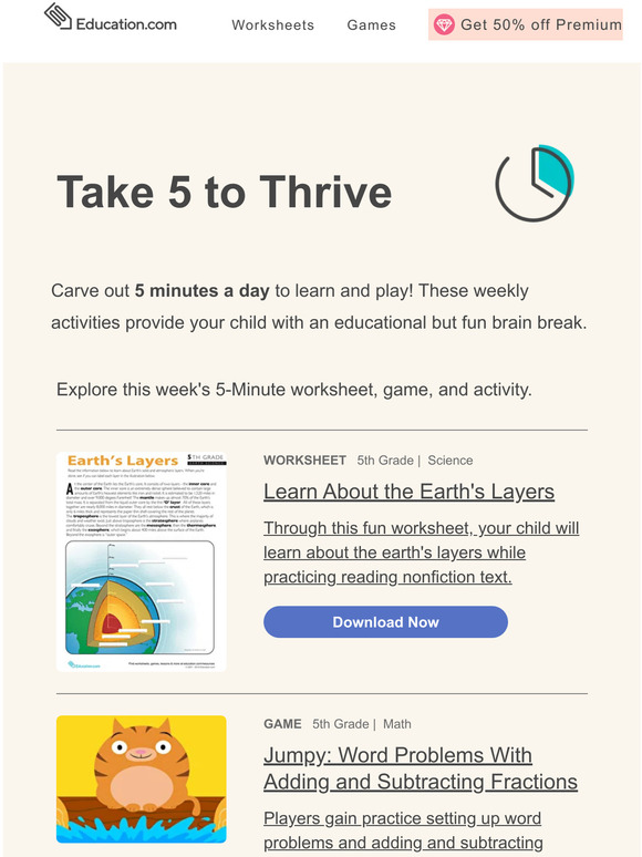 education.com: Get this week's 5-Minute worksheet, game, and activity 🕔 ...