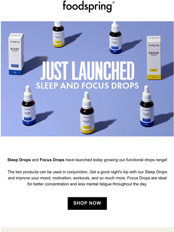 foodspring: JUST LAUNCHED: Sleep Drops and Focus Drops | Milled