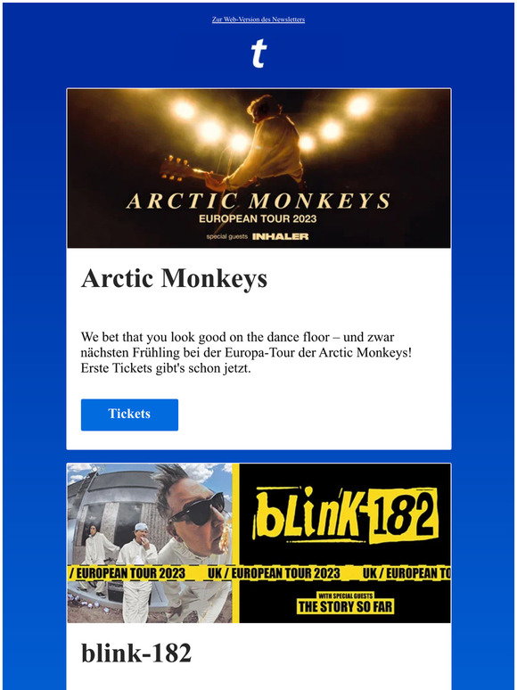 Ticketmaster: Arctic Monkeys | blink-182 | Blue Man Group | Olé Party u ...