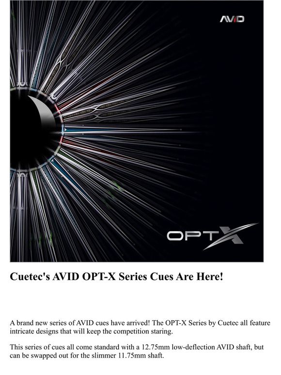 PoolDawg: NEW Cuetec AVID OPT-X Pool Cues are Available | Milled