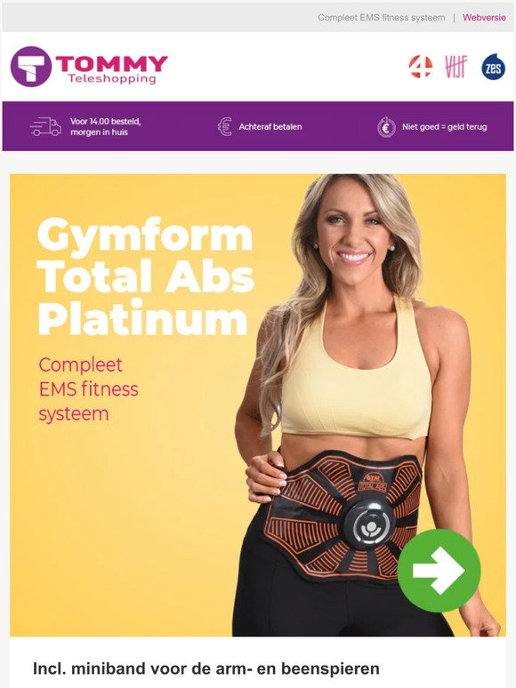 Tommy Teleshopping: Bestel Gymform Total Abs Platinum met korting! | Milled