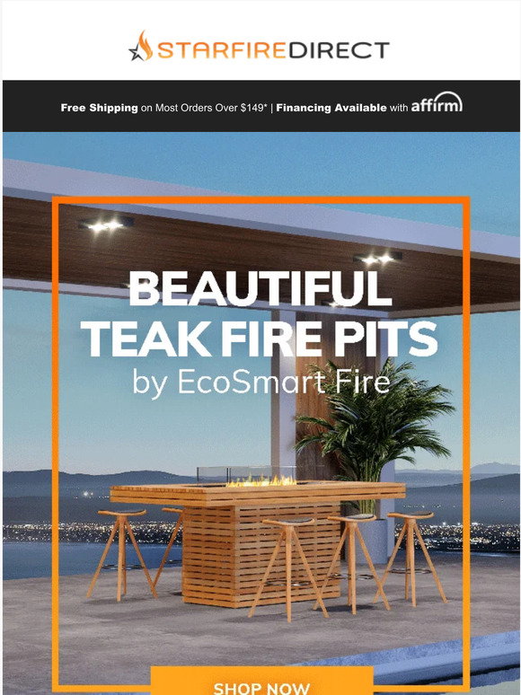 Starfire: EcoSmart Fire: Beautiful Teak Fire Pits 🌲 | Milled