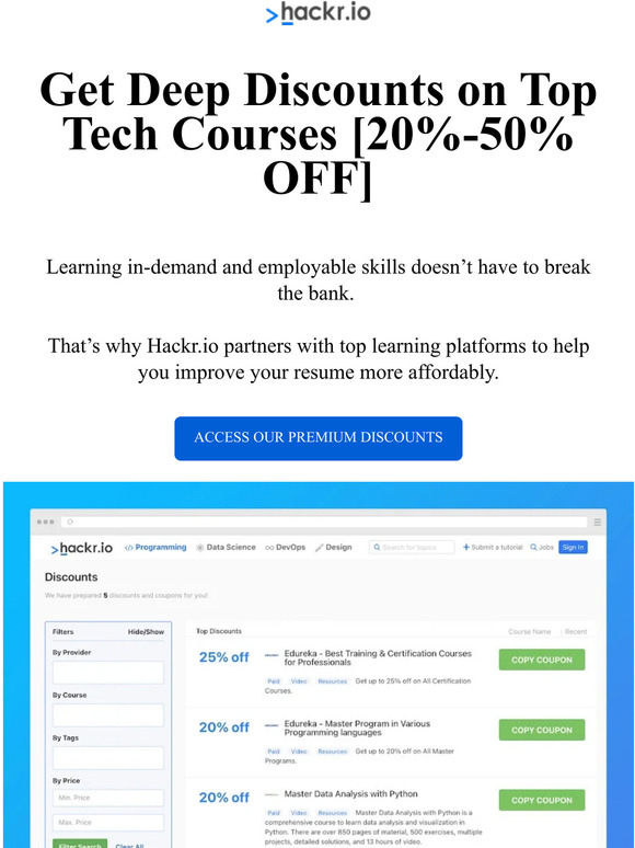 Hackr: 🚀Get Deep Discounts on Top Tech Courses [20%-50% OFF] | Milled