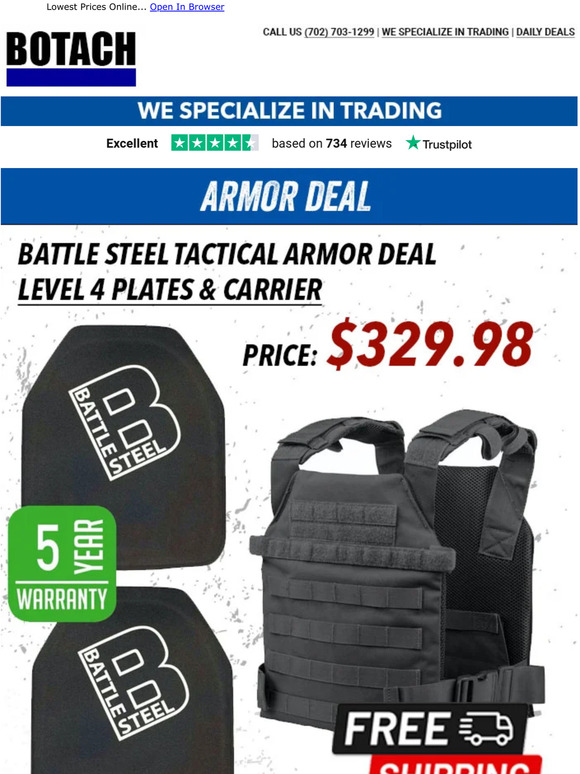 Botach Tactical: Battle Steel Tactical Armor Deal Level 4 Plates ...