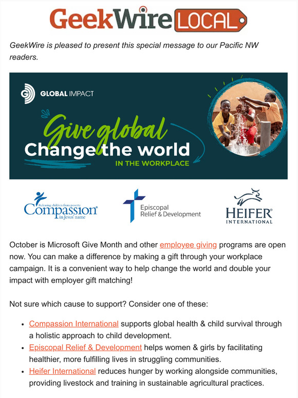 GeekWire: Find Your Cause, Give at Work, Change the World! | Milled