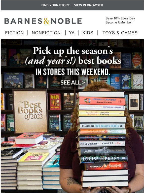 Barnes & Noble: Pick up the season's (and year's!) best books in stores ...