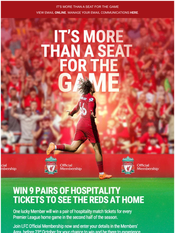 Liverpool FC: Win 9 Pairs of Hospitality Tickets! | Milled
