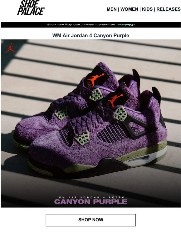 Shoe Palace: Just dropped: Air Jordan 4 Canyon Purple 💜💚 | Milled