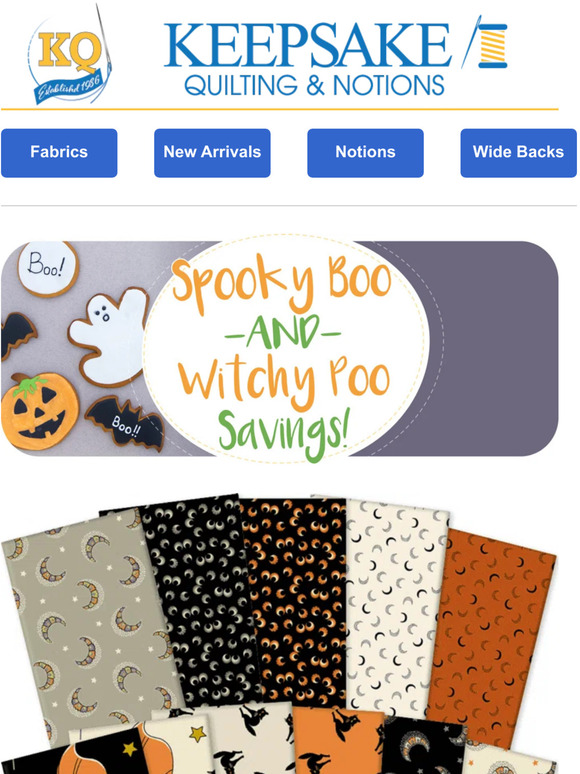 Keepsake Quilting: 👻 🎃 Spooky Boo and Witchy Poo Savings & FREE ...