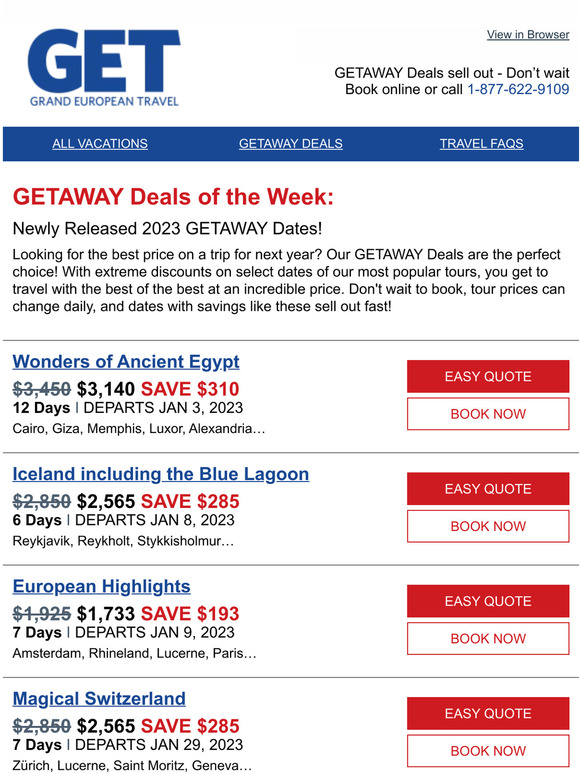 Grand European Travel: Just Released! 2023 GETAWAY Dates | Milled