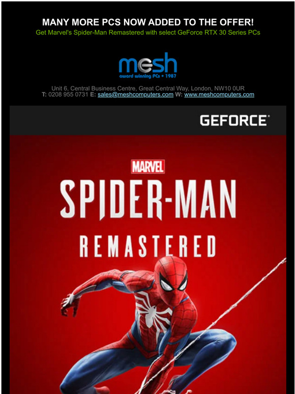 Mesh Computers: Get Marvel's Spider-Man Remastered with select GeForce ...