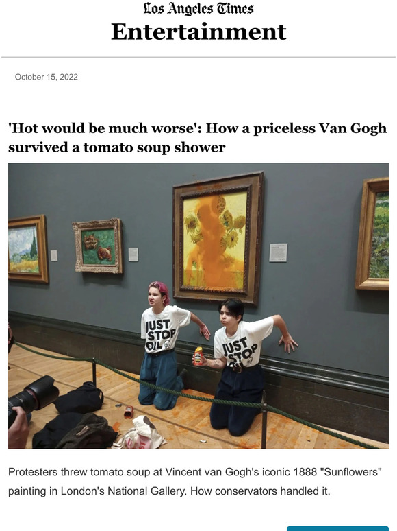 Los Angeles Times: How a Van Gogh survived a tomato soup shower | Milled