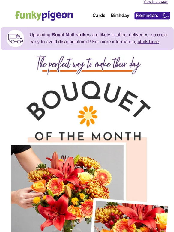 Funky Pigeon: 🌸 Introducing our Bouquet of the Month! 🌸 | Milled