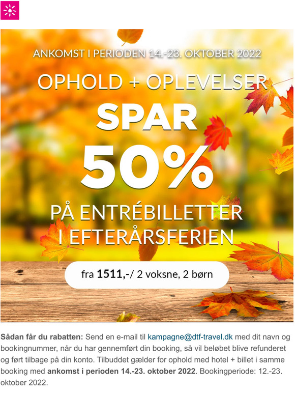 DTF-travel.dk: Du kan stadig nå det: 50% rabat på billetter i efterårsferien | Milled