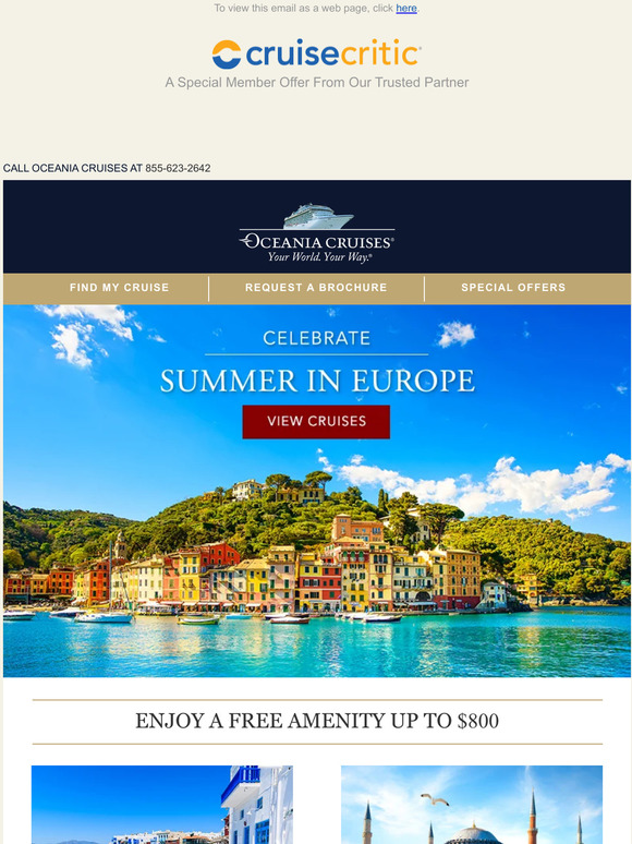 Cruise Critic: Get a Free Amenity Up to $800 for Your Oceania Cruises ...