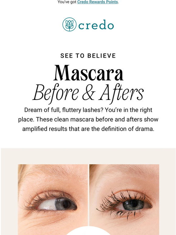 Credo Beauty: See the drama! Mascara before & afters 👀 | Milled