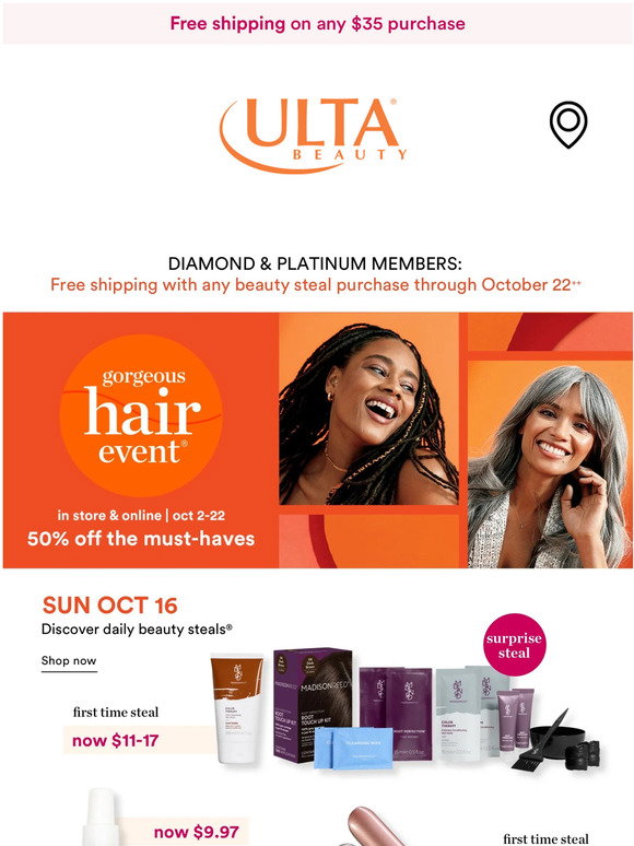 Ulta Beauty: 50% off Beauty Steals® from brands you 🧡 | Milled