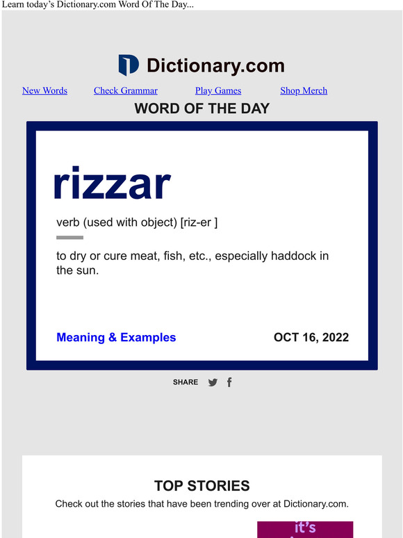 Dictionary.com: rizzar | Word of the Day | Milled