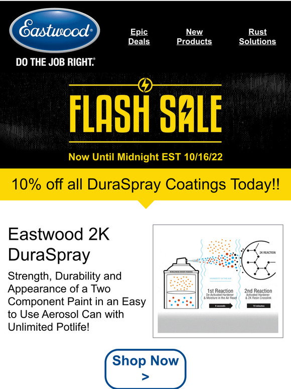 Eastwood: FLASH SALE Save Big On DuraSpray | Milled