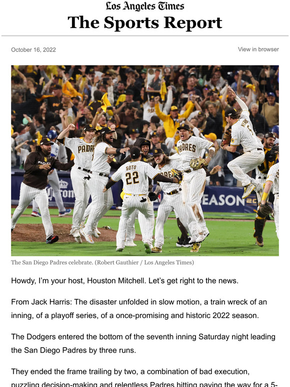 Los Angeles Times: The Sports Report: The season is over for Dodgers ...