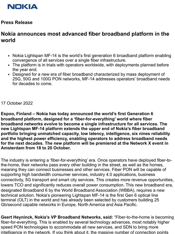 Withings: Nokia announces most advanced fiber broadband platform in the ...
