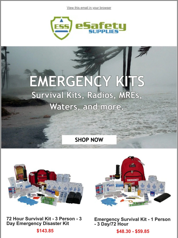 eSafety Supplies: EMERGENCY KITS // Flood, Hurricane, Earthquake ...