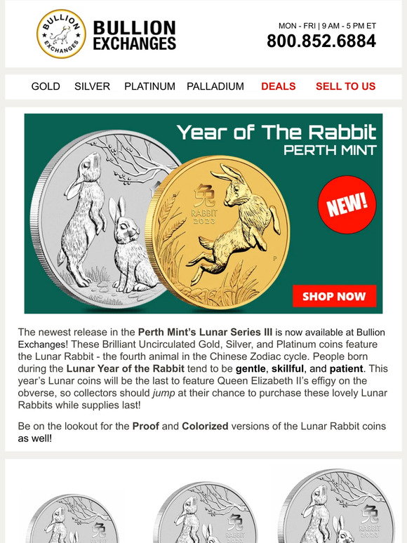 Bullion Exchanges: 🐇NEW 2023 Lunar Year of The Rabbit Coins BU At ...