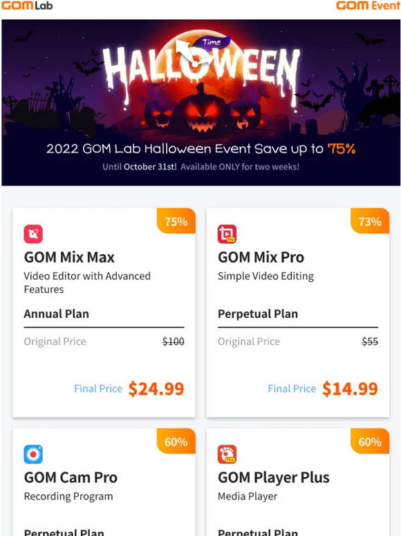 GOM: 2022 GOM Lab Halloween Event Save up to 75% | Milled