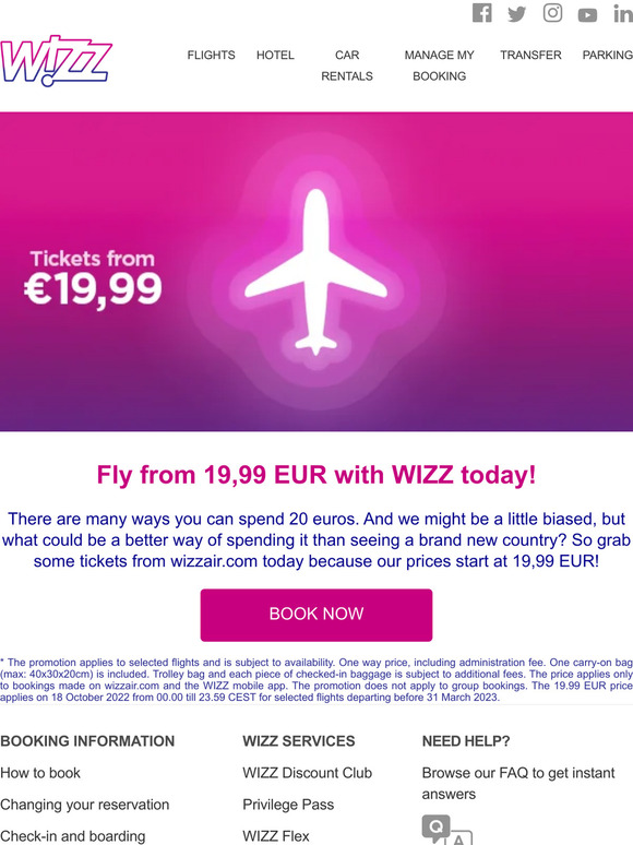 Wizz Air: Fly from 19,99 EUR with WIZZ | Milled
