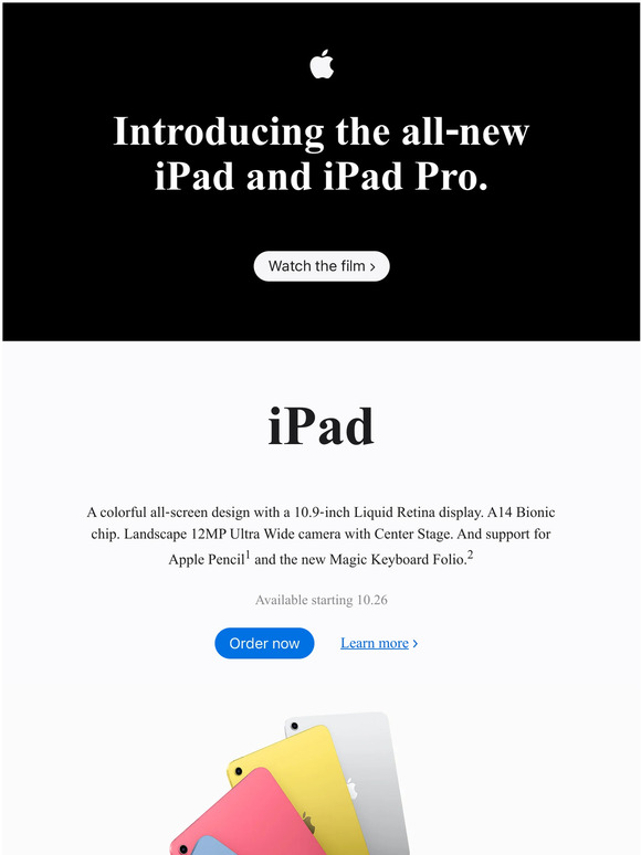 Apple: Meet the all-new iPad and the next-generation iPad Pro with M2 ...
