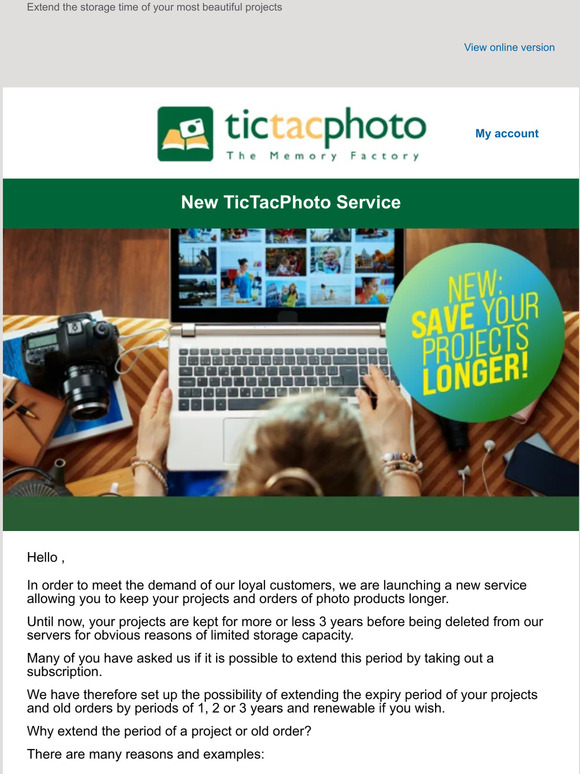 TicTacPhoto: New TicTacPhoto Service : Extend the storage time of your ...