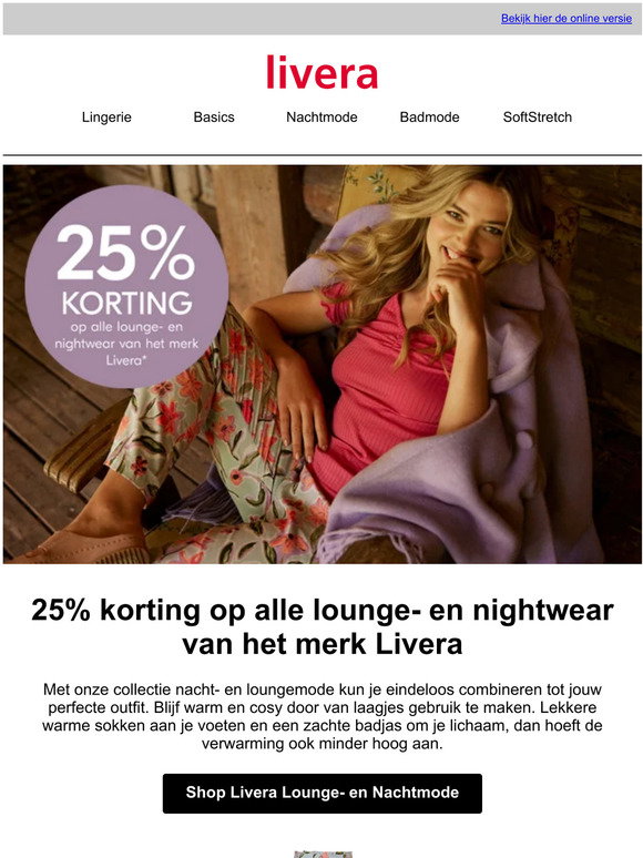 Livera: 25% korting op alle lounge- en nightwear van het merk Livera ...