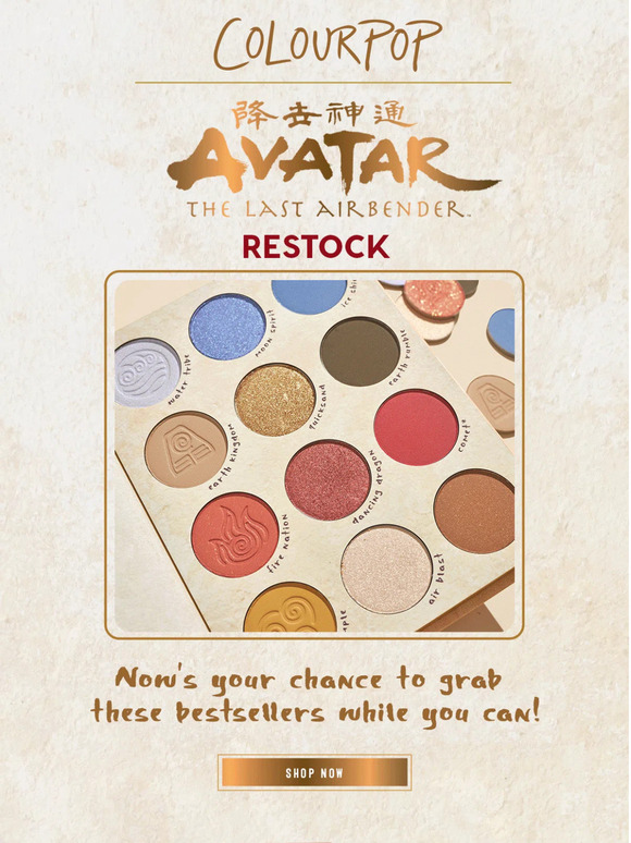 ColourPop: Avatar: The Last Airbender x ColourPop is RESTOCKED 💧🌏🔥🌬️ ...