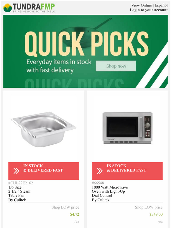 Tundra Restaurant Supply: Check out our October Quick Pick items | Milled