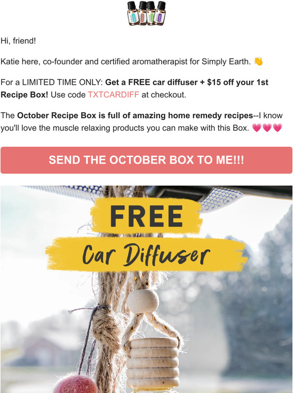 Simply Earth: Here's the FREE car diffuser you wanted! | Milled