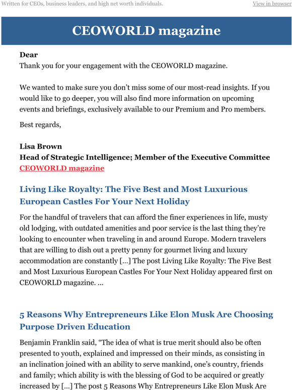 CEOWORLD Magazine: Living Like Royalty: The Five Best and Most Luxurious European Castles For ...